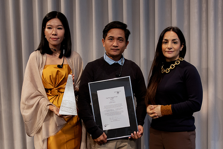 Den fängslade fackföreningsledaren Sithar Chhim har tilldelats regeringens internationella pris ...